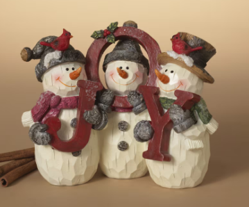 THREE SNOWMAN HOLDING "JOY" SIGN – Copper Canyon Christmas